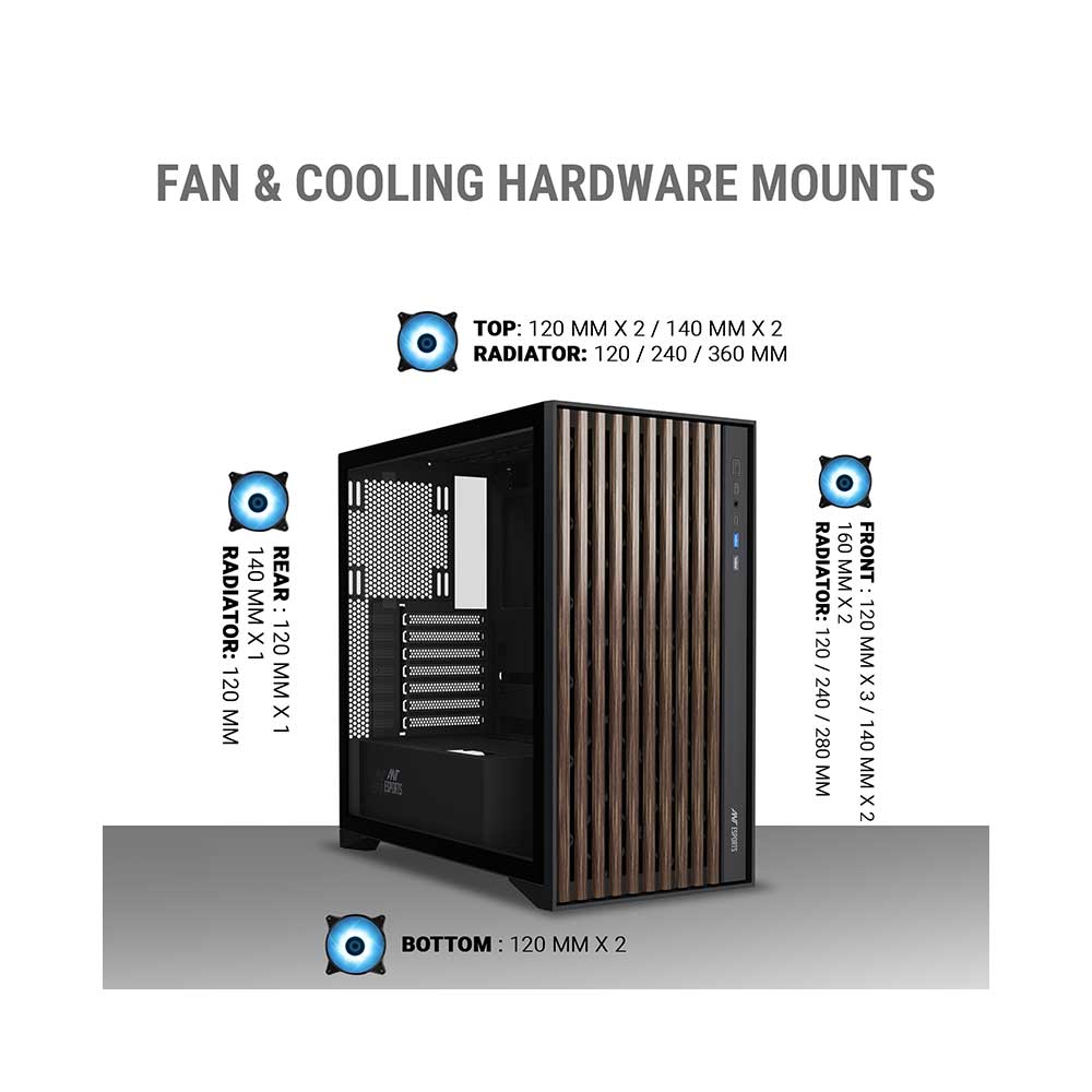 Ant Esports Zen Wood C3 Mid-Tower ATX Gaming Cabinet Black - AESP0318 ...