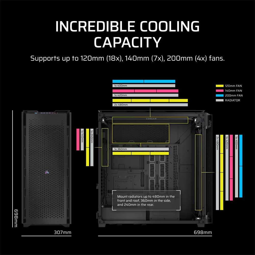 Corsair 9000D RGB Airflow Super Full Tower ATX Cabinet Black - CC ...