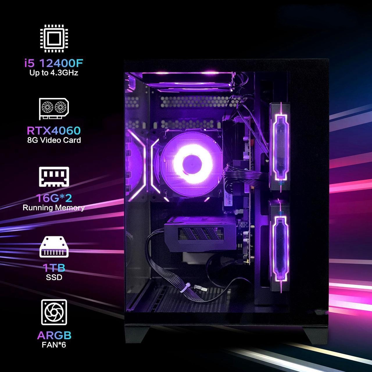 The flying penguin# Gaming PC Desktop INTEL Core i5 12400F 2.5 GHz, NVIDIA RTX 4060 8G DLSS 3 ...